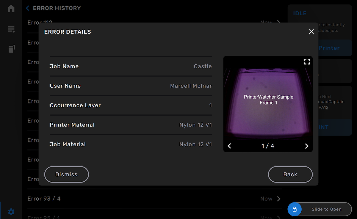 Viewing error message history and details (Fuse 1 generation)
